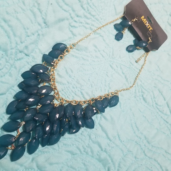 Mixit | Jewelry | Mixit Dark Teal Bib Necklace | Poshmark